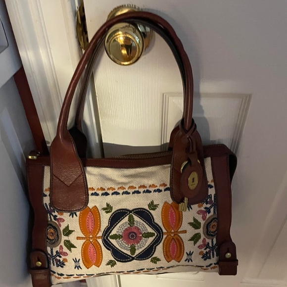 Fossil | Bags | Vintage Fossil Reissue Embroidered And Leather ...